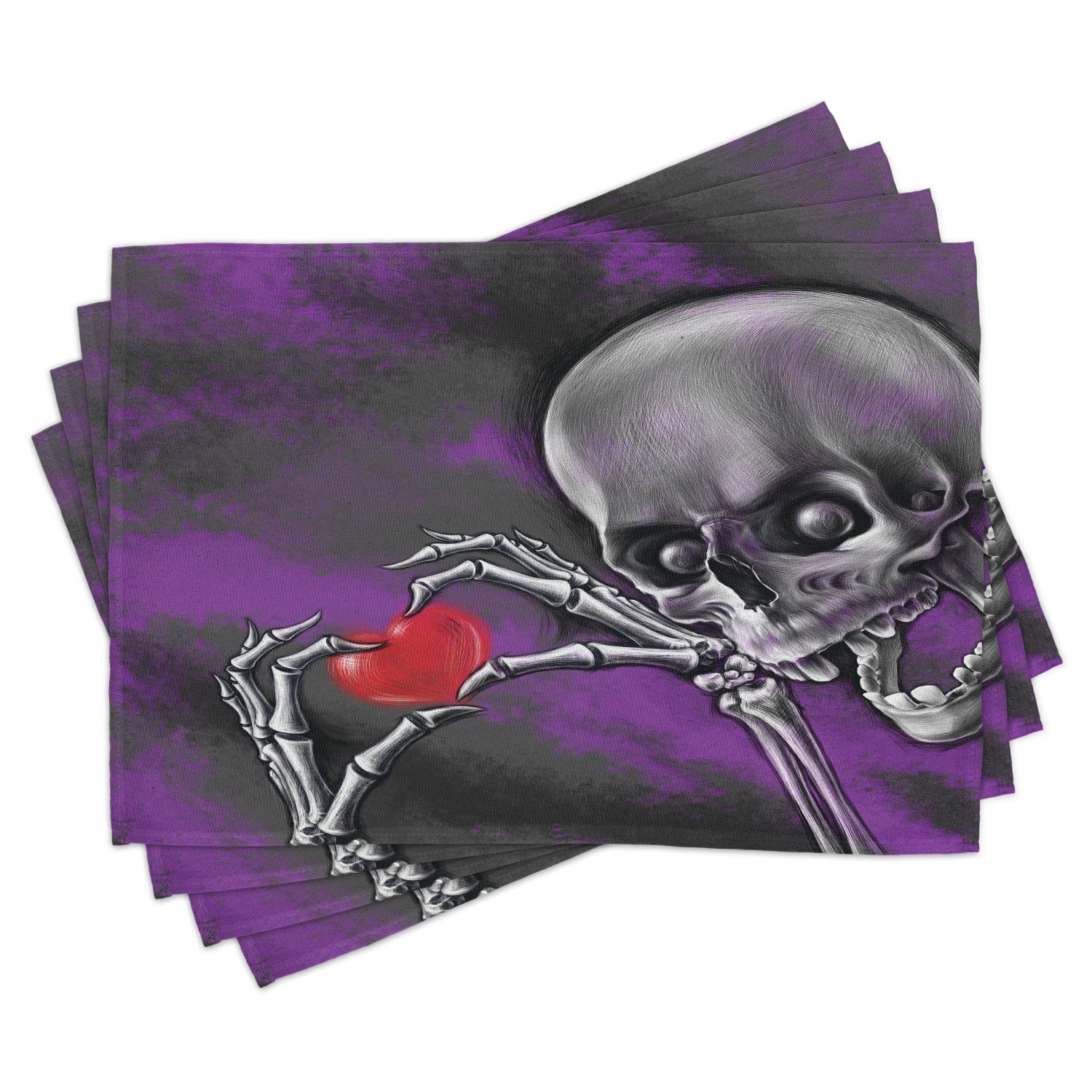 Ambesonne Skull Place Mats Set of 4, Spooky Scary Skeleton, Standard ...