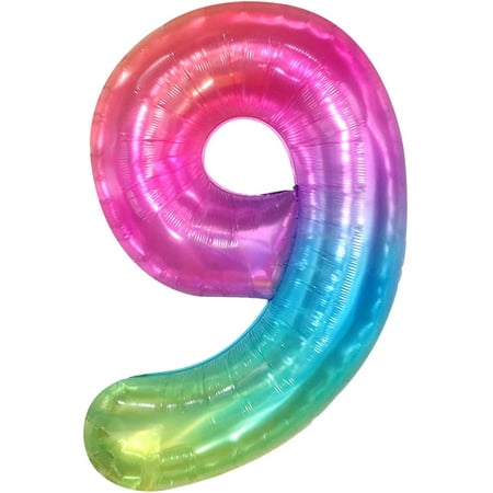 Giant, Rainbow Jelly Number 9 Balloon - 40 Inch | Gradient 9 Rainbow ...