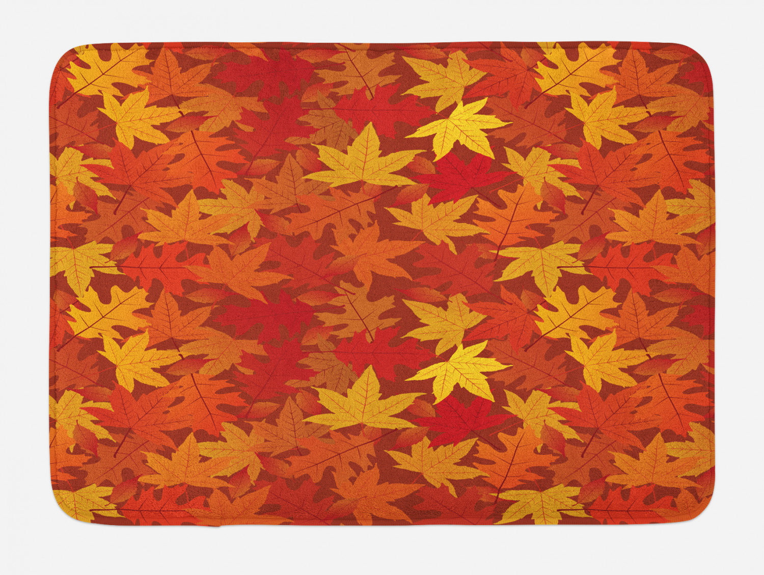Orange Bath Mat, Colorful Autumn Fall Season Maple Leaves in Unusual ...