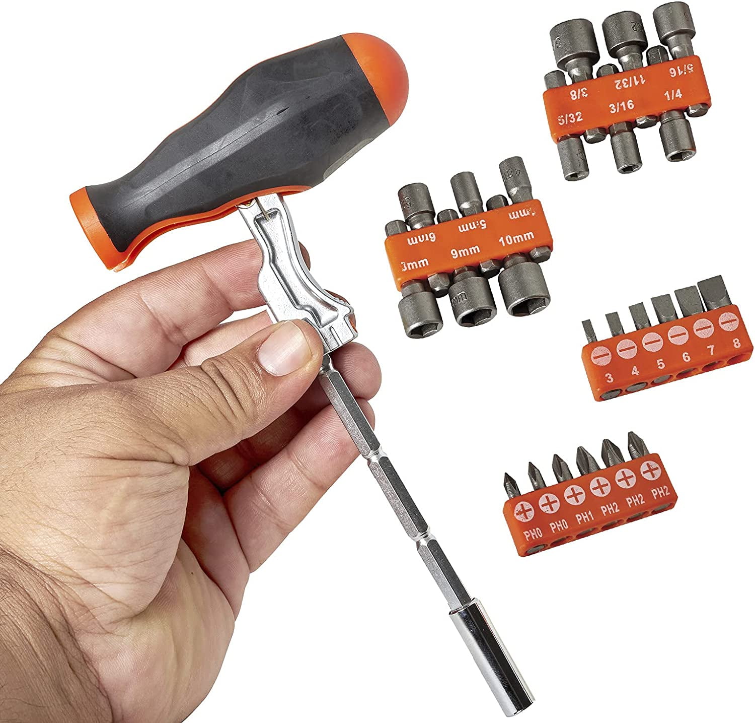 Katzco Multi Angle Screw Driver - 26 Piece Ratchet Driver, Bit And ...