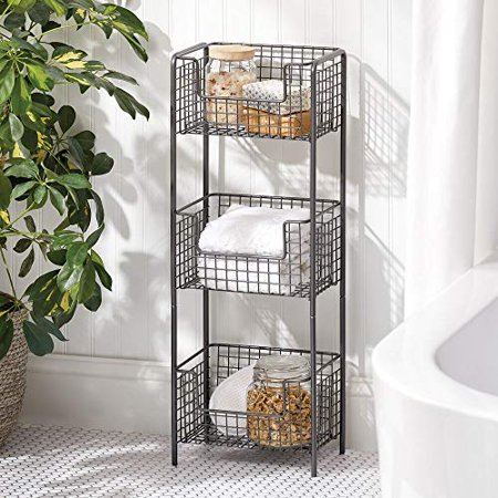 mDesign 3 Tier Vertical Standing Bathroom Shelving Unit, Decorative ...