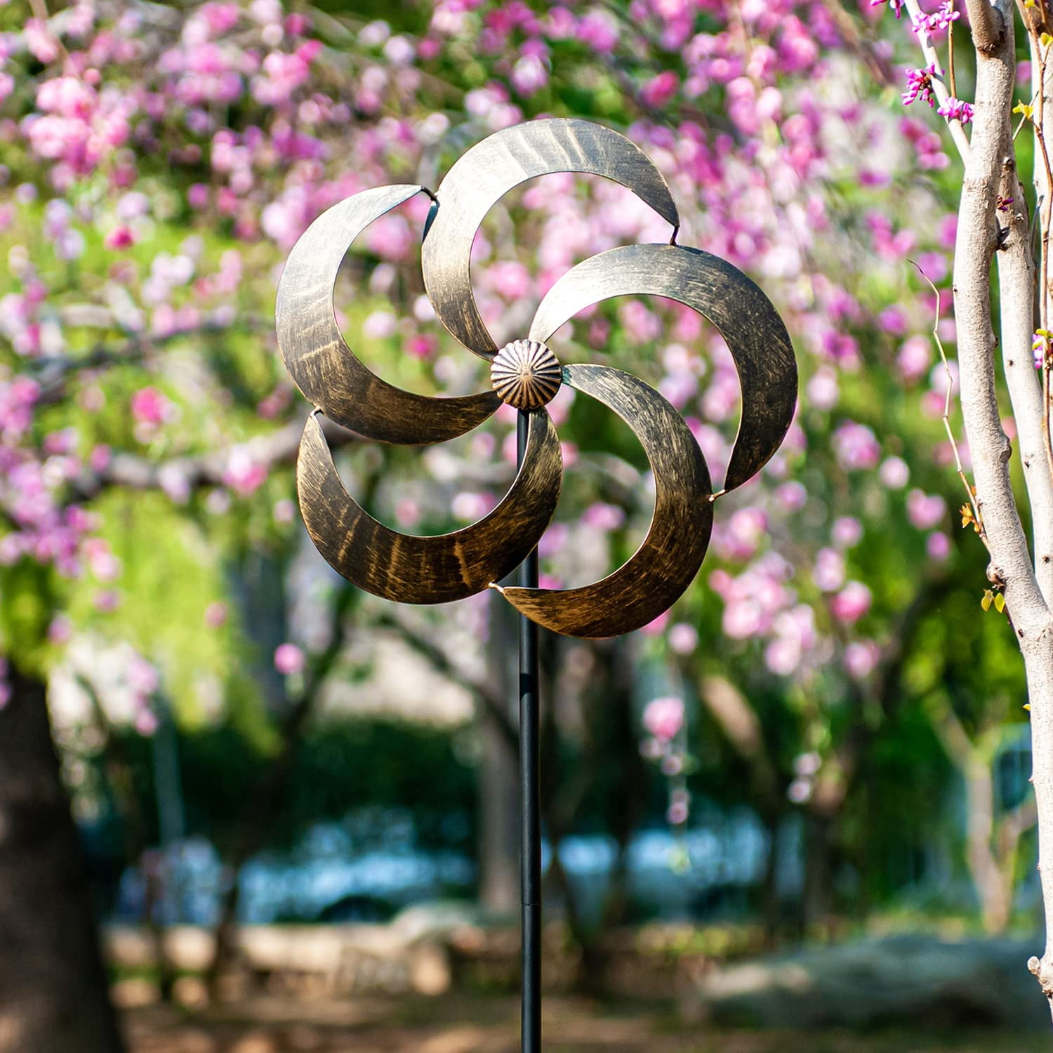 Steady Doggie | Wind Spinner Gold 61.02 in Single Spinning Kinetic Wind ...