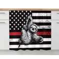 American Flags Lazy Cabinet Curtains 28" W x 35" L Vintage Black White ...