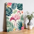 Canvas Wall Art Pink Flamingo Canvas Art Print Palm Leaves Tropical ...