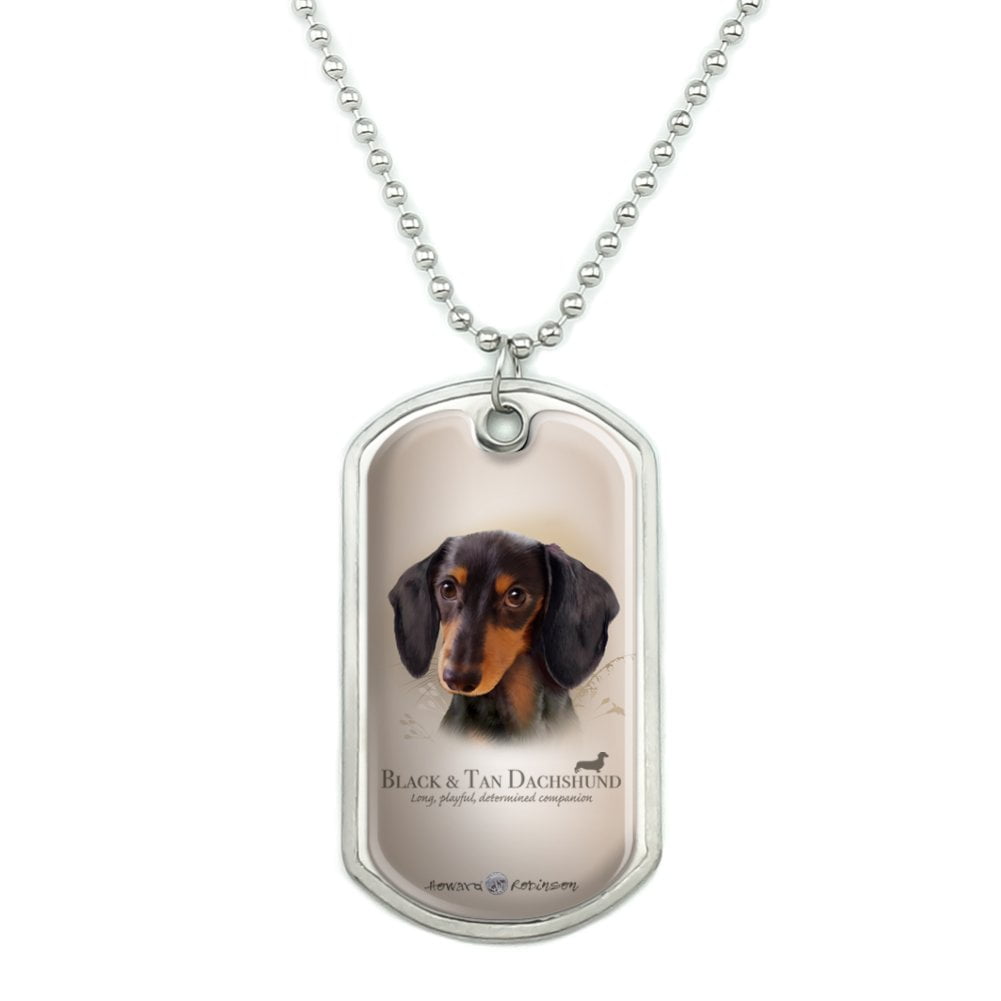 Black and Tan Dachshund Wiener Dog Breed Military Dog Tag Pendant ...