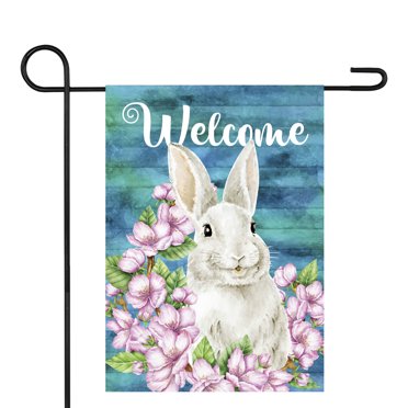 Newhomestyle Easter Floral Rabbit Garden Flag 12x18 Inch Double Sided ...