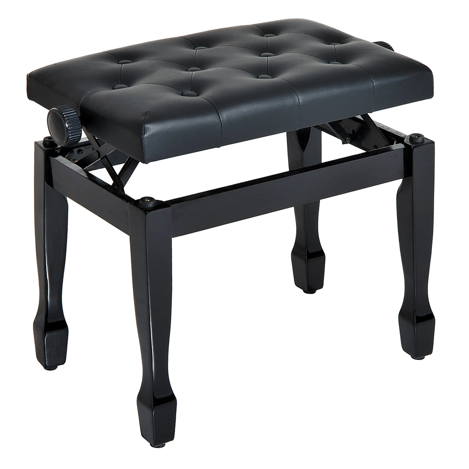 HOMCOM 25" Adjustable Padded Piano Bench Wooden Artist Keyboard Seat ...