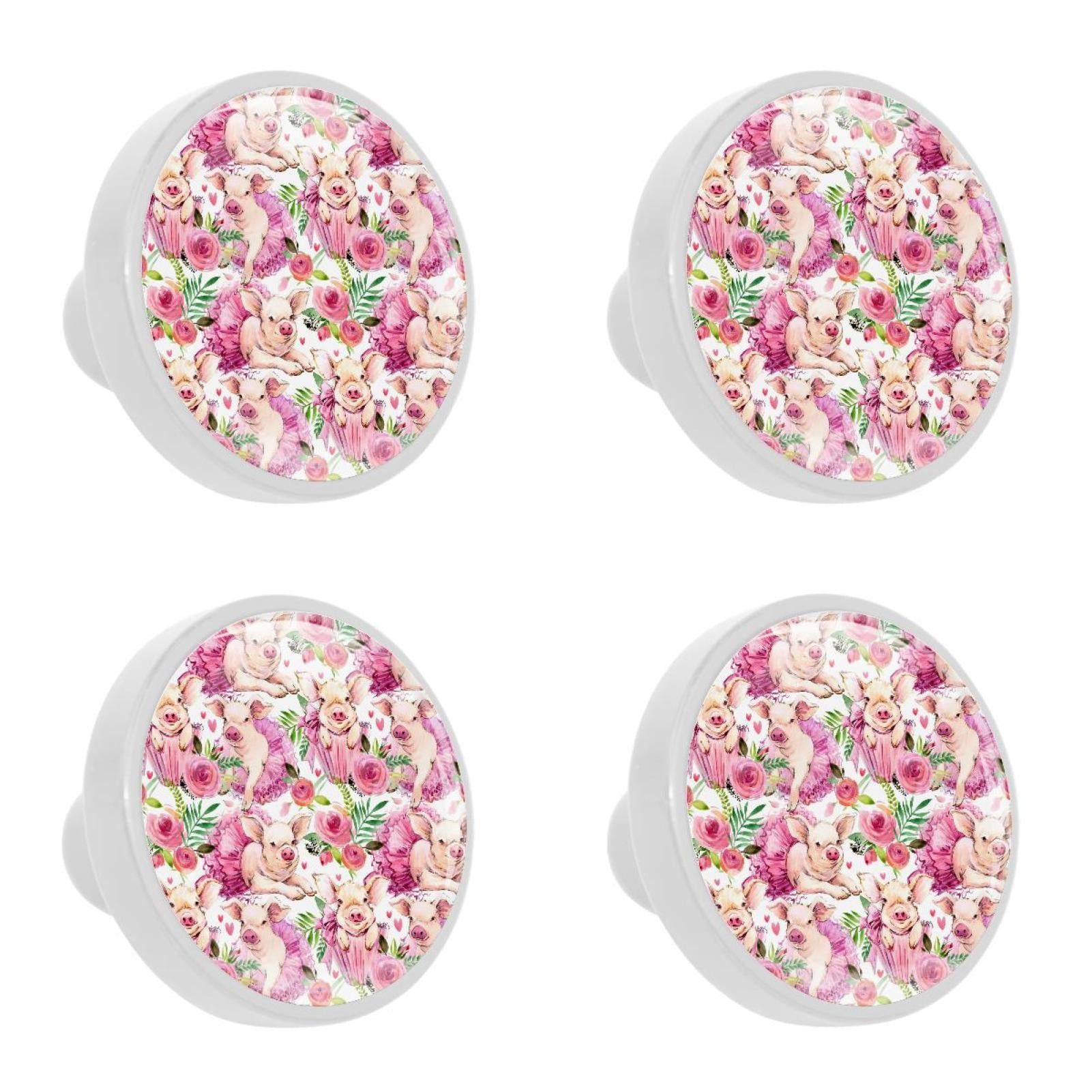 4 Pcs Cute Pig Watercolor Knobs for Kitchen Cabinet Cupboard Dresser ...
