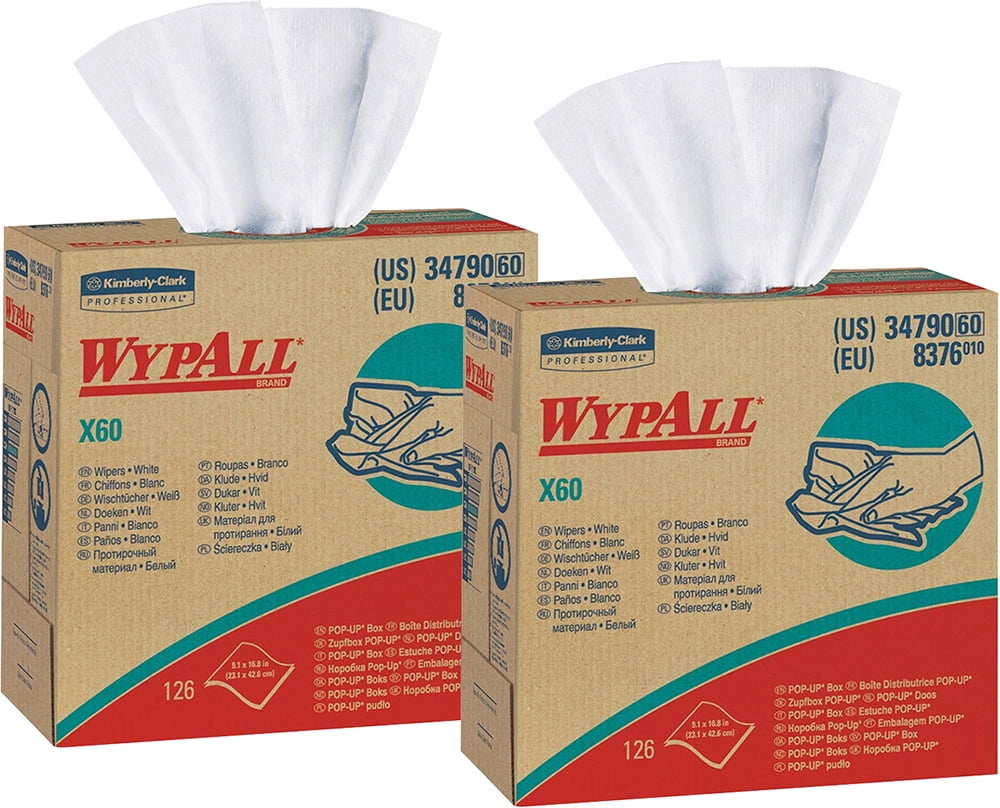 Kimberly Clark WypAll X60 Wipers, White, 126 sheets, Bundle of 2 ...