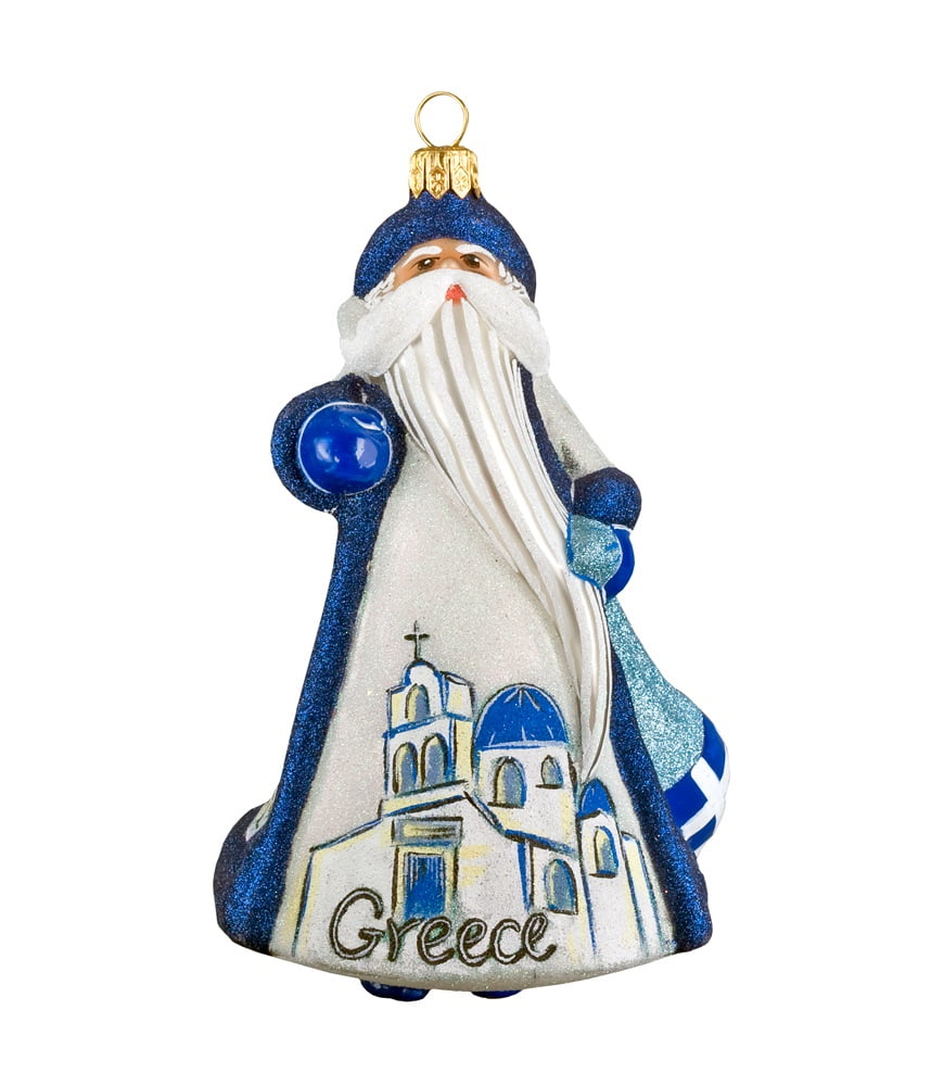 glitterazzi international grecian greece santa polish glass christmas ...