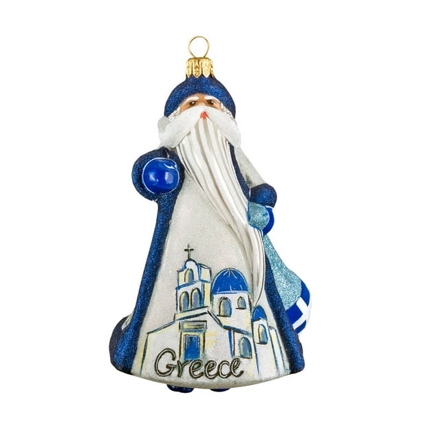 glitterazzi international grecian greece santa polish glass christmas ...