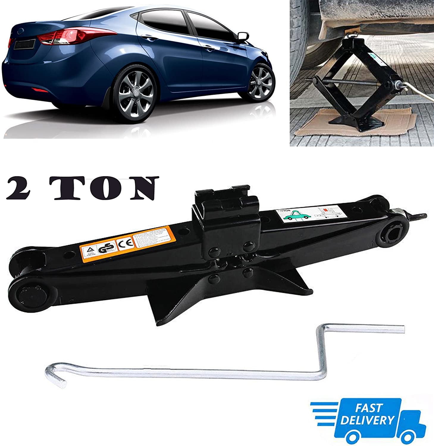 Dayplus Hand Operated Scissor Jack Lift 2 Ton w/ Handle Crank Car Tire ...