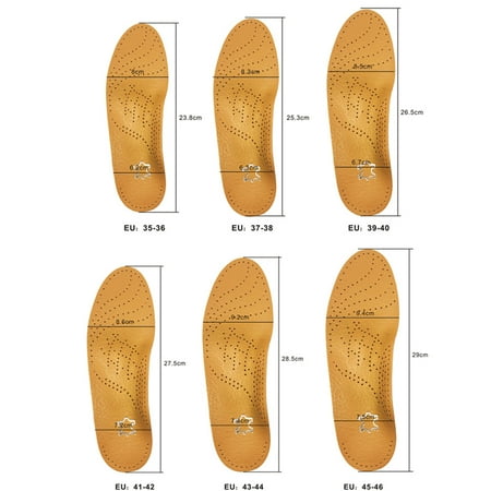 Leather Insole for Flat Foot, Silicone Padded Orthotic Insoles for ...