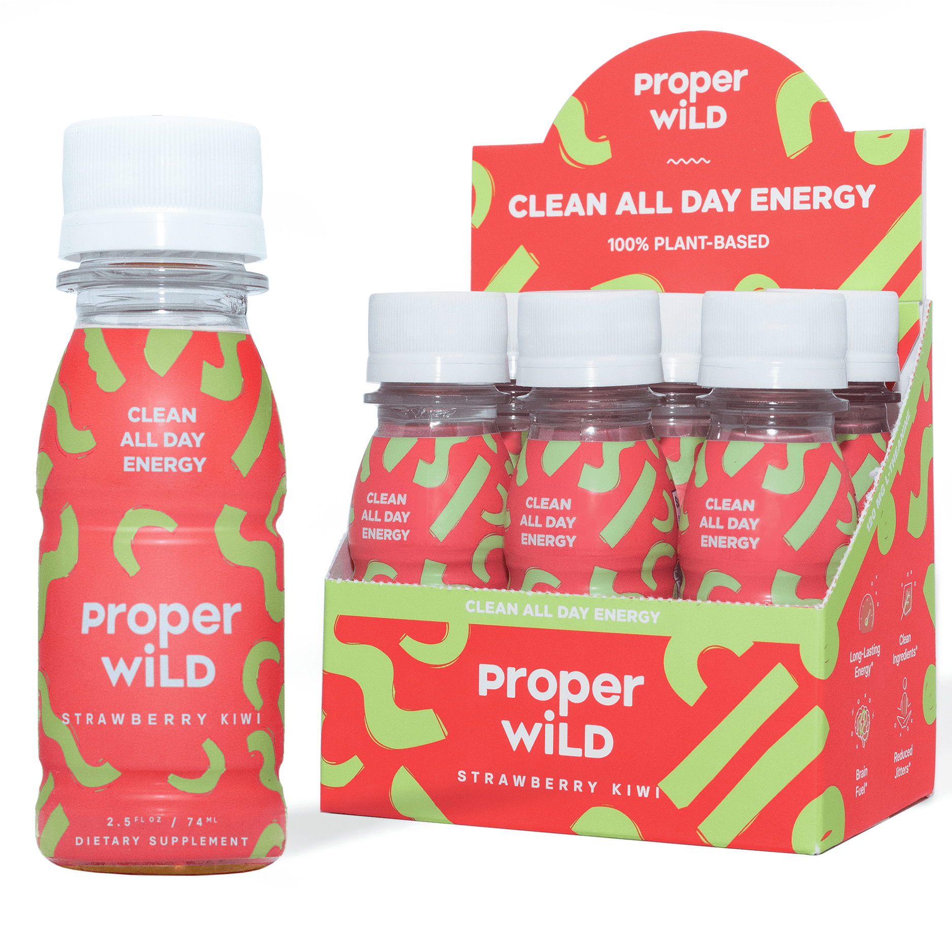 Proper Wild, Natural Clean All Day Energy Shots, Strawberry Kiwi, 6 ...