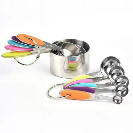 SHAR 10 Piece Set, Nested Metal Measuring Cup Set, with Soft Silicone ...