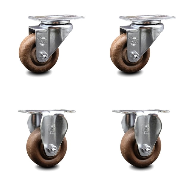 High Temperature Swivel Caster Set of 4 with 2 Rigid - 3 Inch High ...