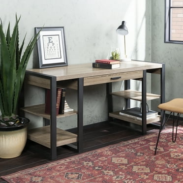 Woven Paths Modern Metal and Wood Ladder Computer Desk, Dark Walnut ...