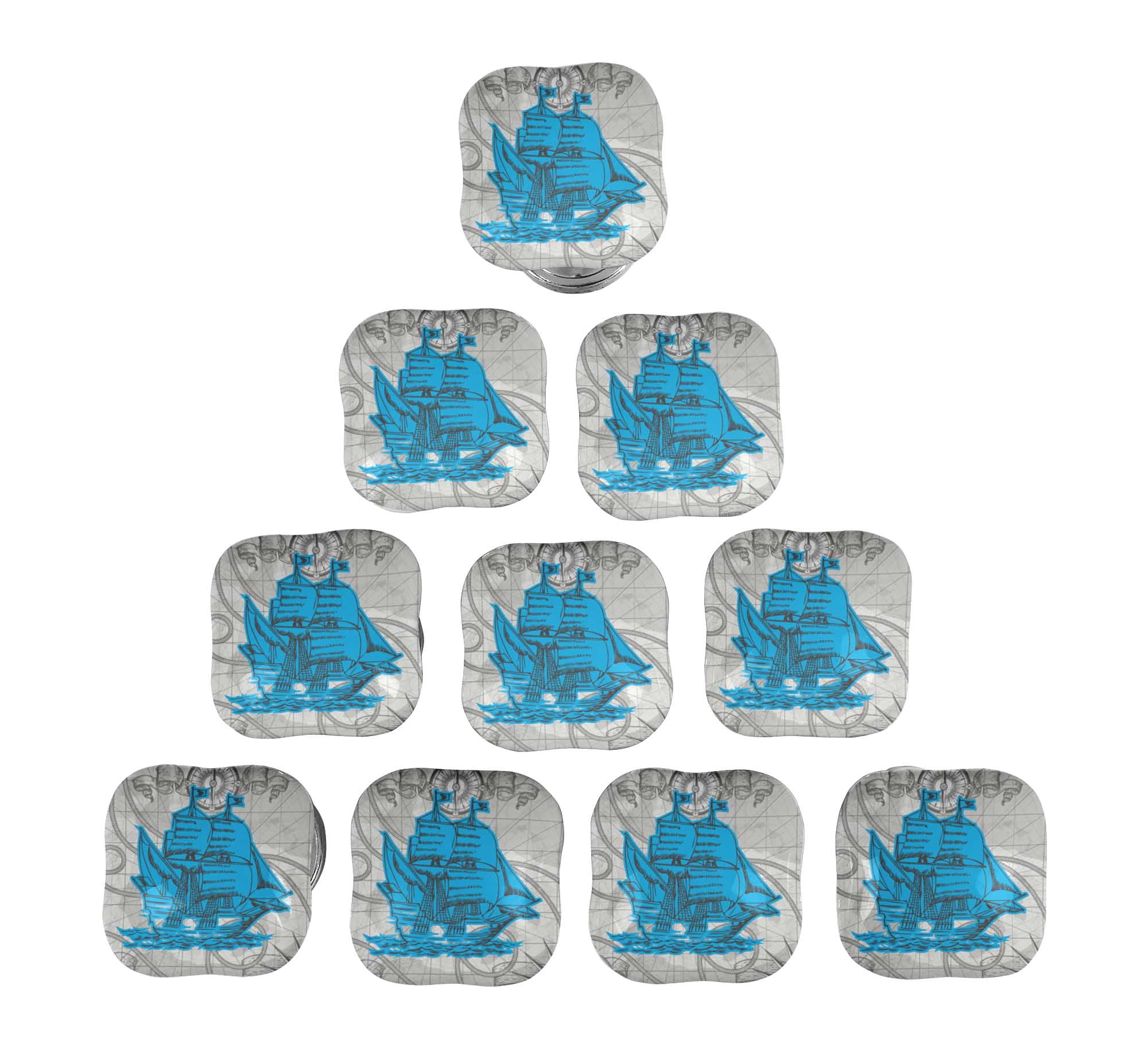 IBA Indianbeautifulart Iris Blue Old Ship & Compass Nautical Square ...
