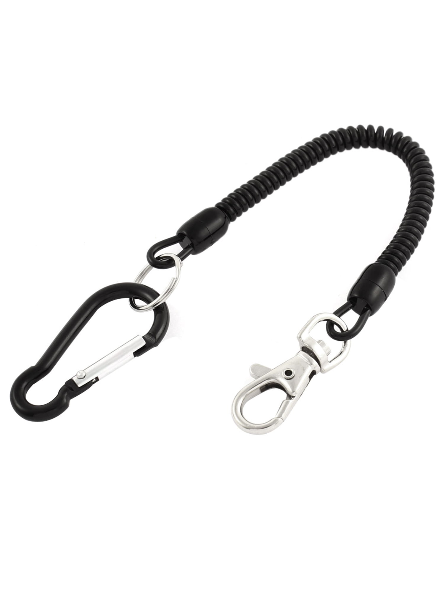 Carabiner Hook Lobster Clasp Black Coil Lanyard Spring Key Chain ...