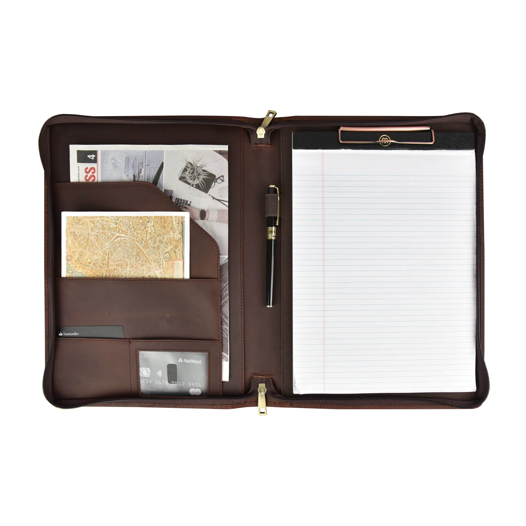 Padfolio Binder, Genuine Leather Padfolio Folder Organizer for Men and ...
