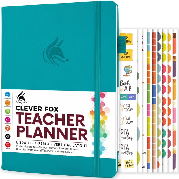Clever Fox Teacher Planner - Turquoise - Walmart.com