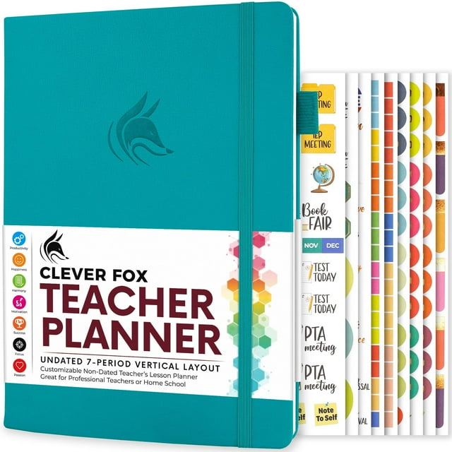 Clever Fox Teacher Planner - Turquoise - Walmart.com