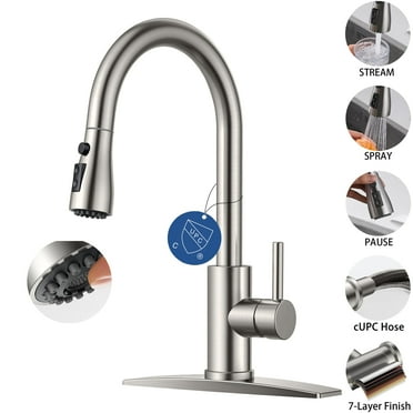 WMF-8201ZNL-CP Hybrid Metal Double Handle Kitchen Faucet with Pull Down ...