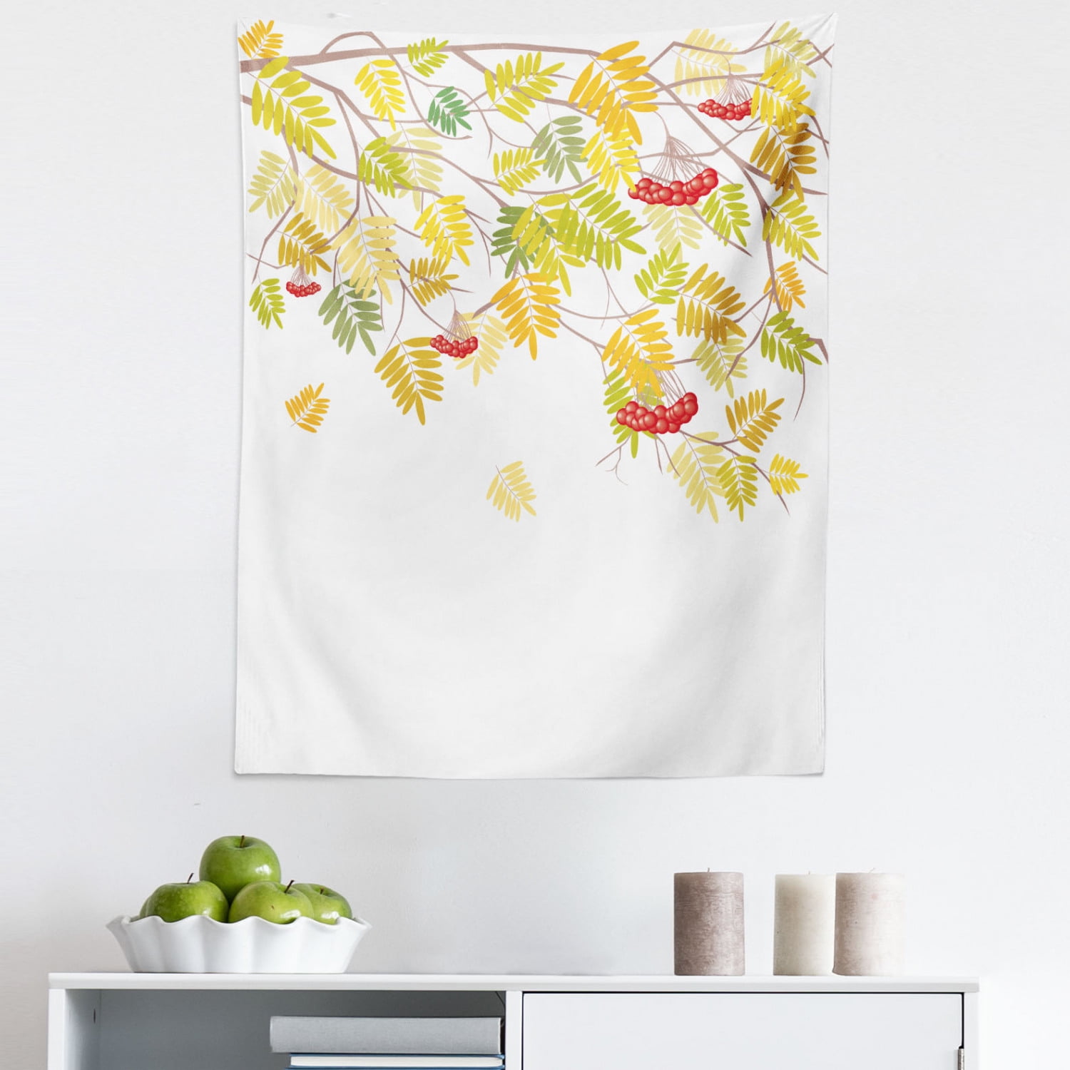 Rowan Tapestry, Colorful Autumn Season Theme Vivid Rowan Tree with ...