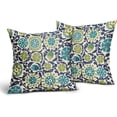 Blue Green Teal Pillow Covers 20x20 Set of 2 Boho Vintage Floral Carpet ...