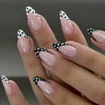 24Pcs False Nails Holiday Theme Glossy Waves Tips Artificial Nails For ...