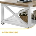 DWVO Square Farmhouse Coffee Table, Gray Wash Wooden Center Table, Open ...