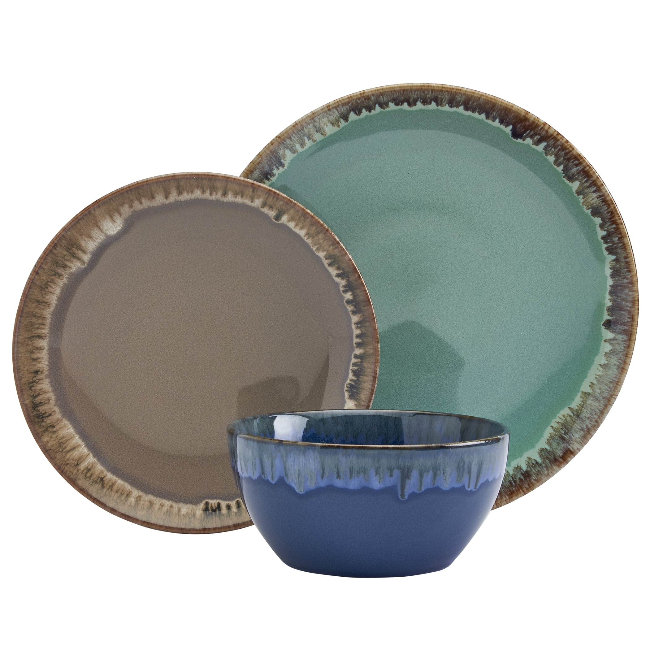 Tabletops Gallery 12 Piece Tuscan Reactive Glaze Stoneware Dinnerware ...