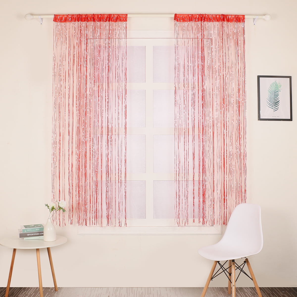 DYstyle Door Window Panel Shiny Tassel String Curtain Dividers Fringe ...