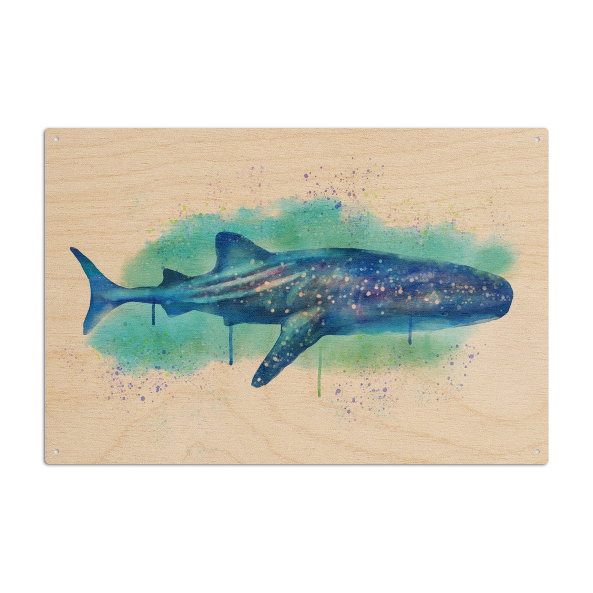 Whale Shark, Watercolor Birch Wood Wall Sign (6x9 Rustic Home Decor ...