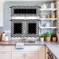 Black Square Kitchen Curtains Valances 3 Piece Set, Graphic Retro Black ...
