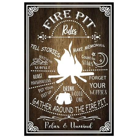 Fire Pit Rules Aluminum Signs 12"x 18" Retro Personalized Metal Tin ...