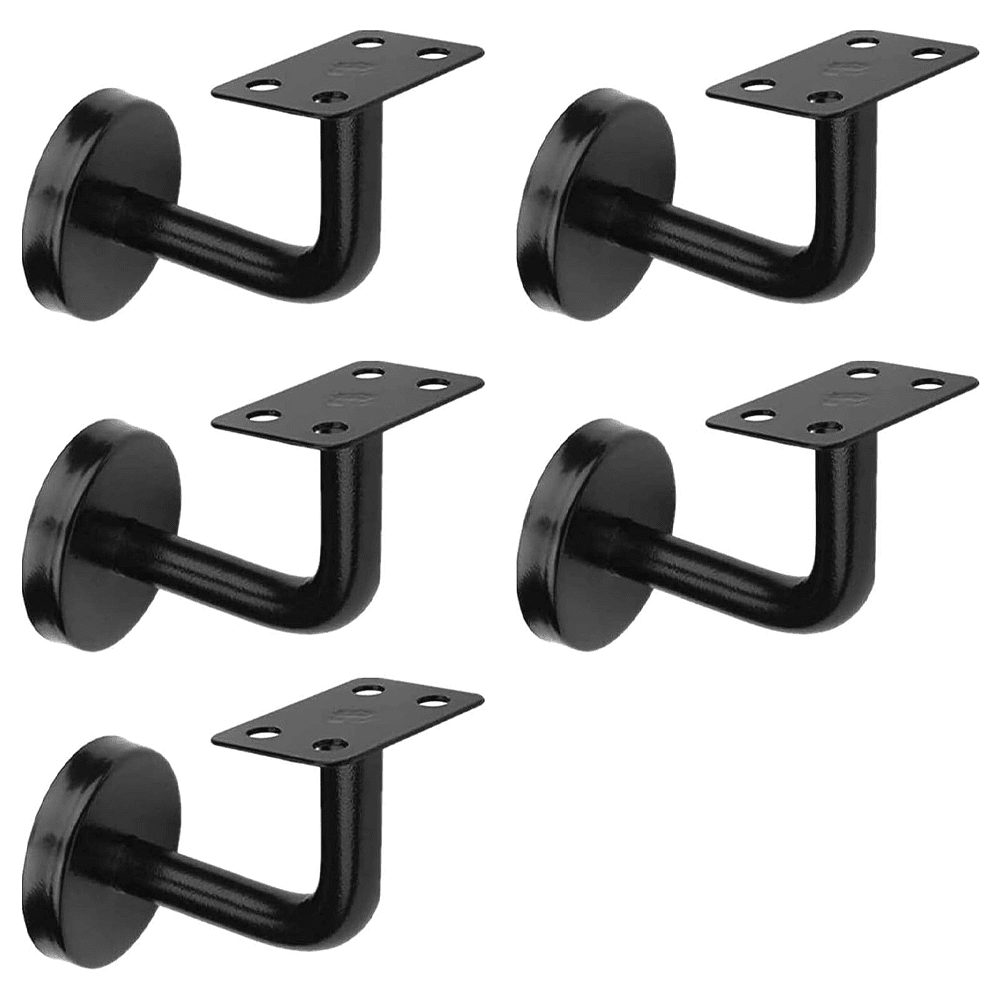 Set of 5 Black Stair Handrail Brackets, Stainless Steel Stair Railing ...