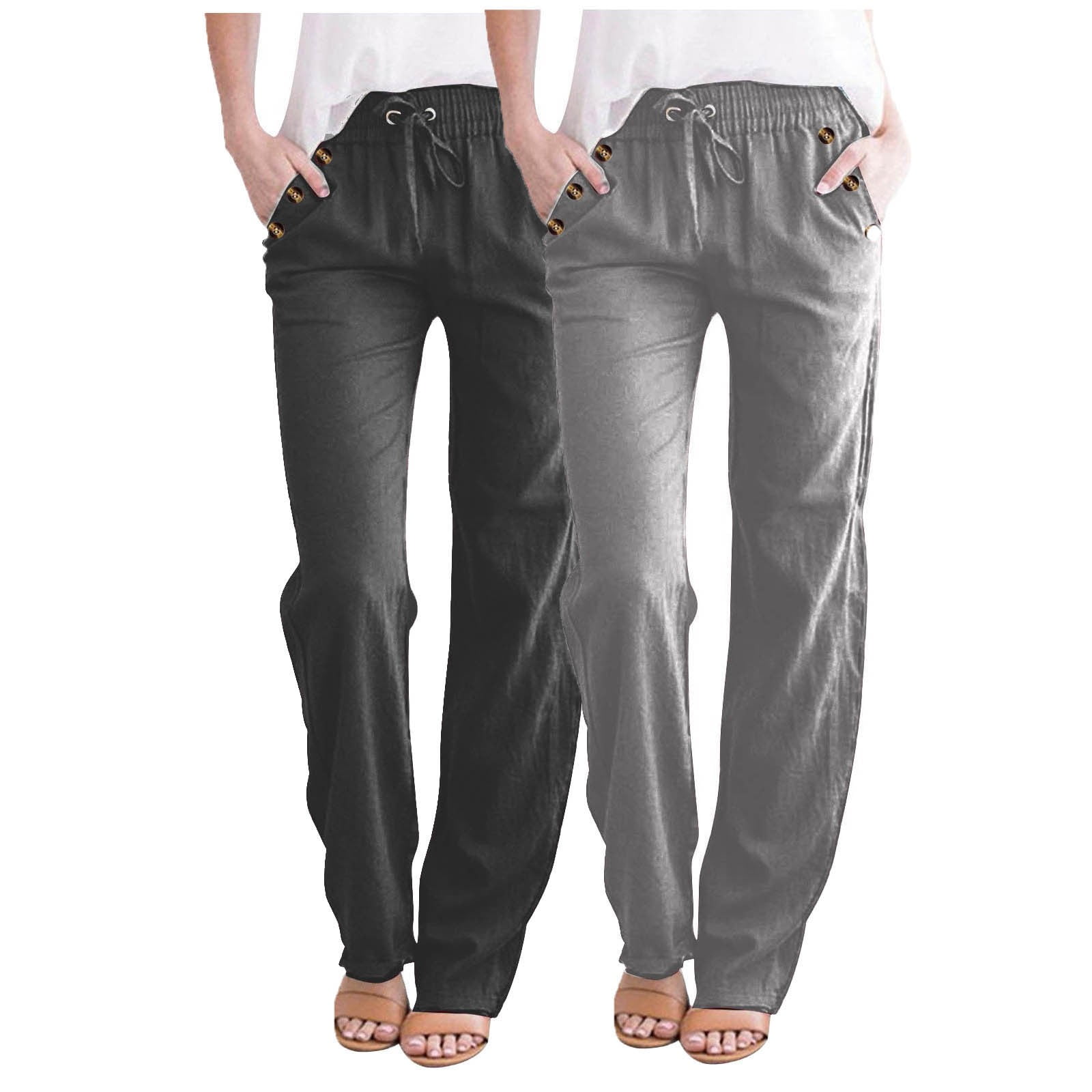 Click here for Gigrtijin 2 Pack Womens Pants Solid Color Drawstri... prices