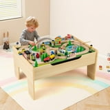 INFANS Train Table, 80 Pieces Wooden Kids Activity Toy Table Playset ...
