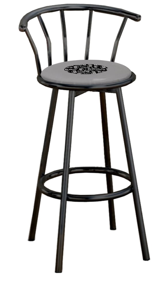 The Furniture King Bar Stool Black Metal with a Music Themed Decal ...