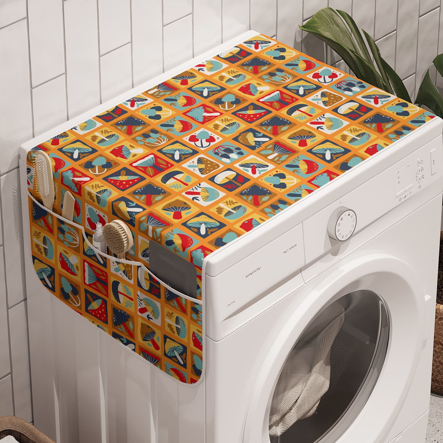 Autumn Washing Machine Organizer, Various Seasonal Abstract Mushroom ...