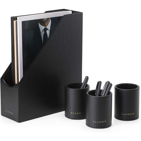 VLANDO Sturdy PU Leather Magazine File Holder, Magazine Storage Box ...