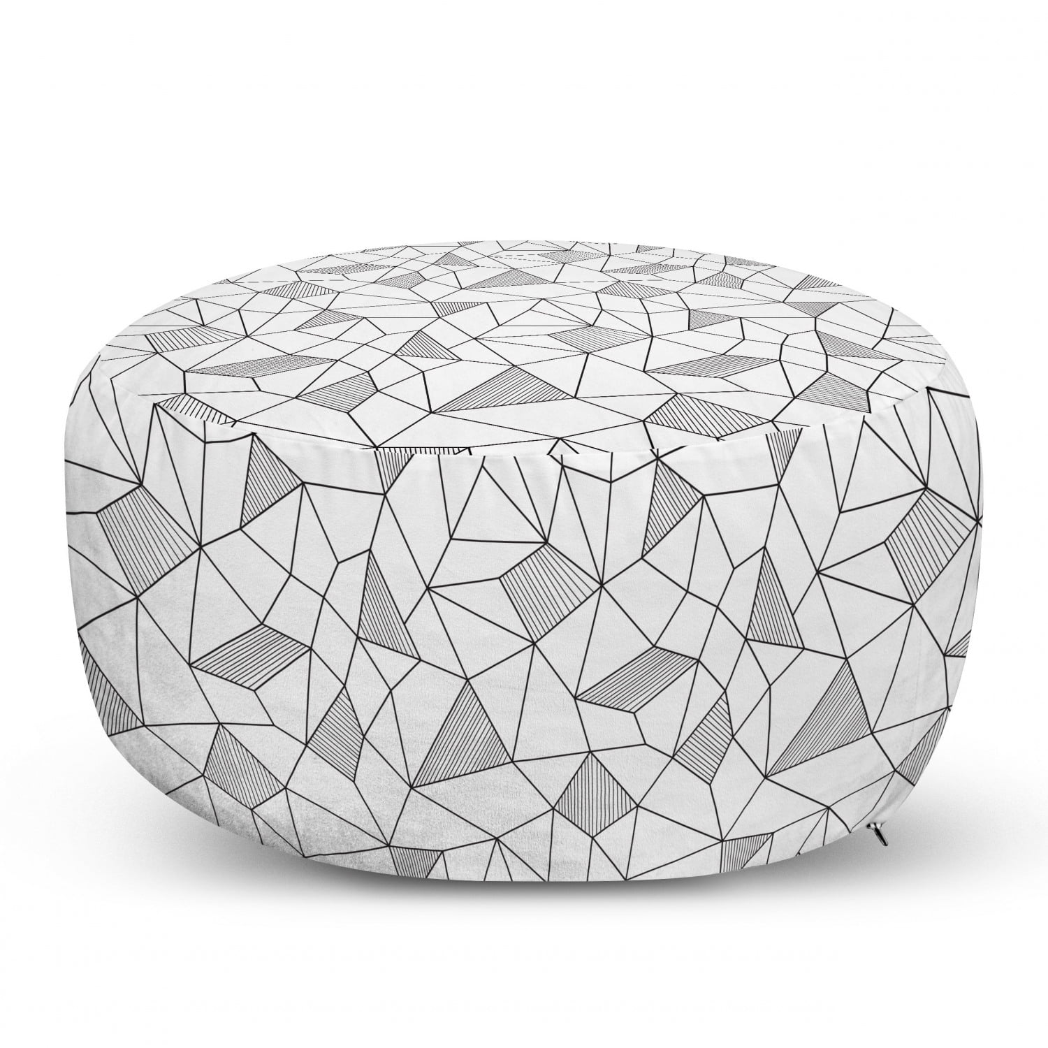Abstract Pouf Cover with Zipper, Surreal Doodle Drawing Style Geometric ...