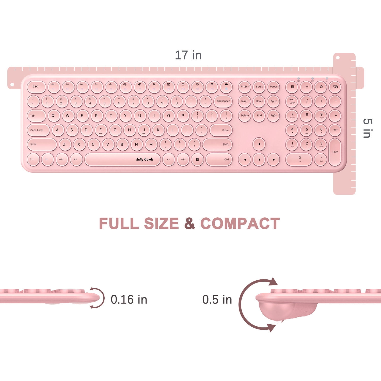Buy Wireless Keyboard and Mouse Combo, Jelly Comb 2.4GHz Full-Size ...