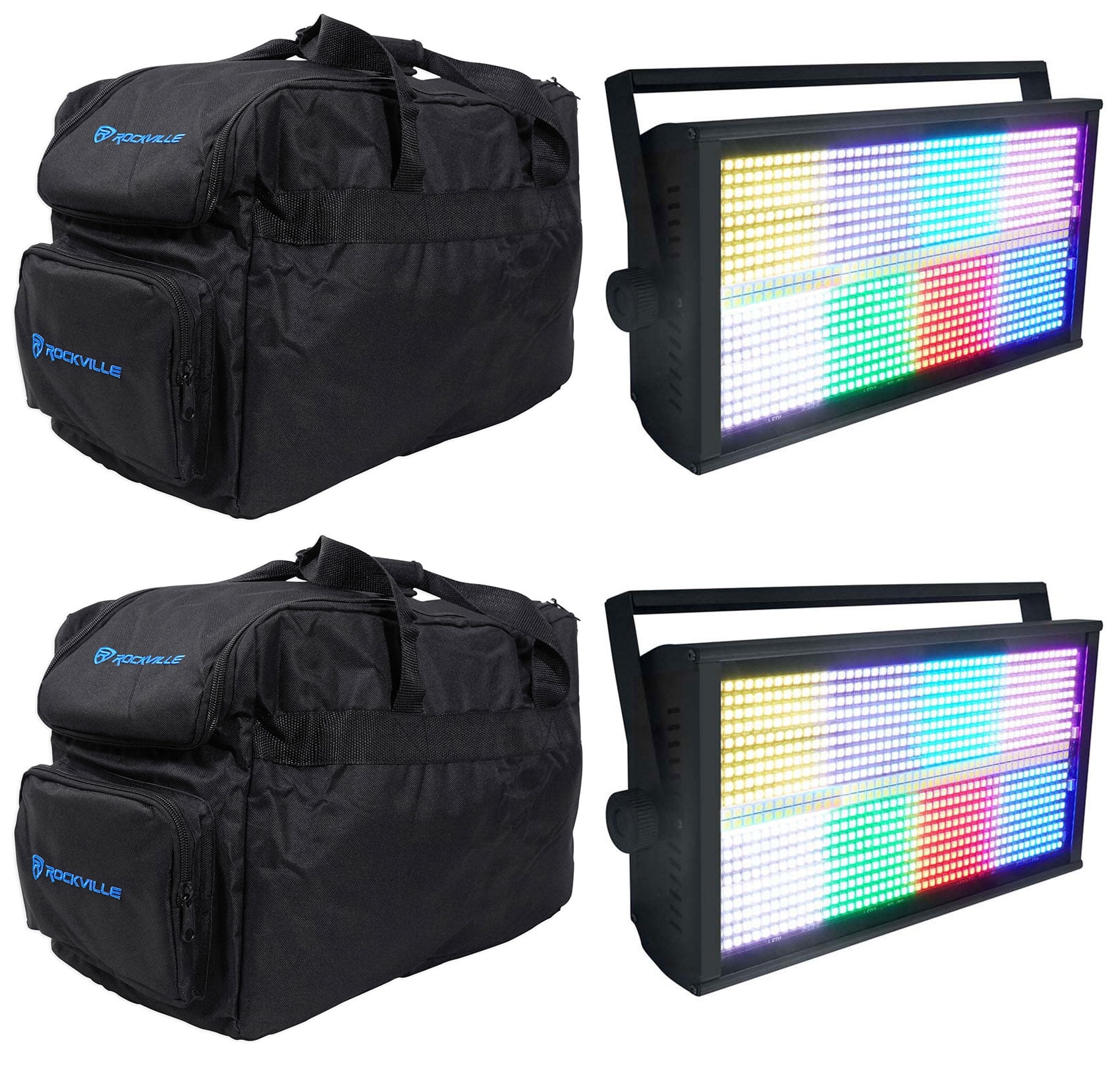 (2) Rockville STAGE PANEL 864 LED RGB Pro Stage Wash Lights w/Strobe ...
