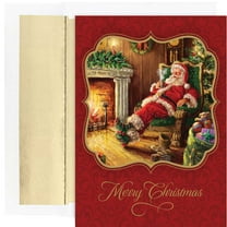 JAM Paper Christmas Card Set, Relaxing Santa Christmas Cards, 18/pack ...