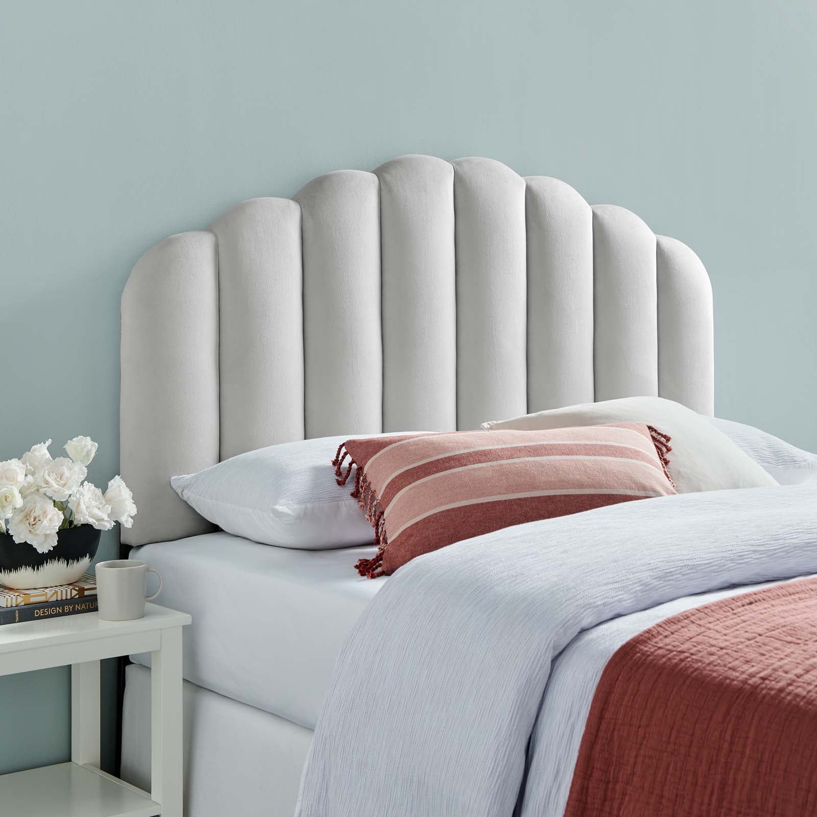 Modway Veronique Full/Queen Performance Velvet Headboard in Light Gray ...