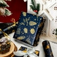 Christmas Wrapping Paper Roll-46.8 sq.ft. (17in x 33ft) Metallic Shine Navy Blue with Gold Pine ...