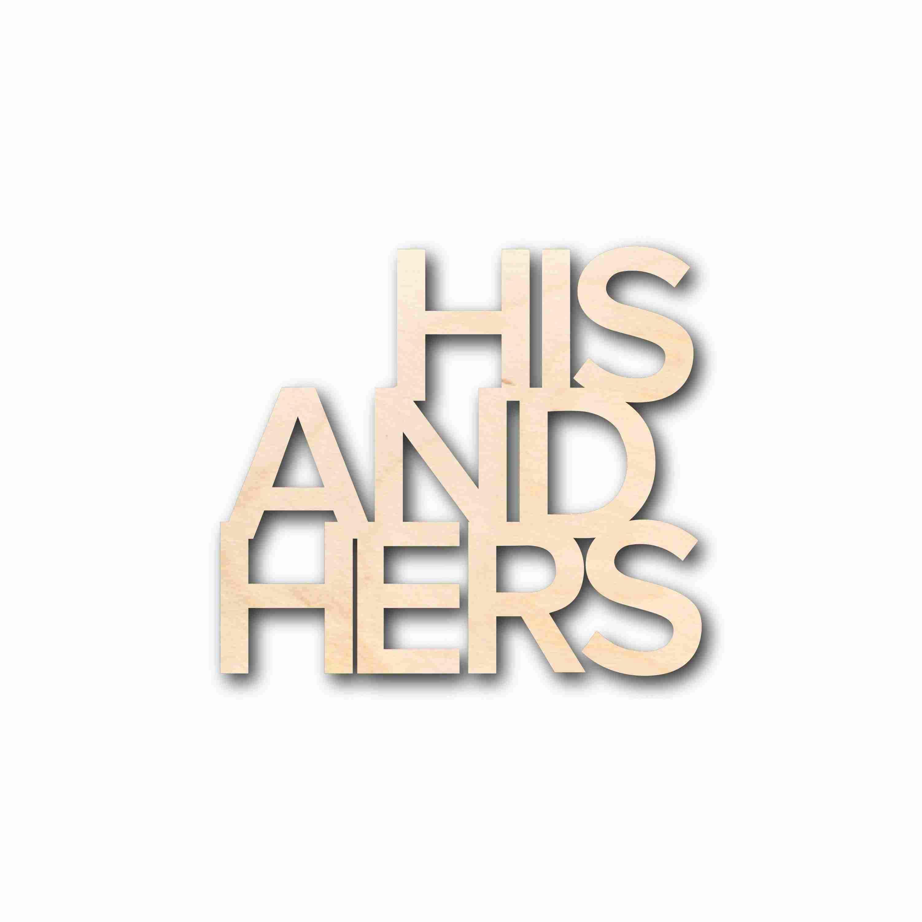 His and Hers Sign Unfinished Wood Cutout Home Decor DIY Wedding 8" / 1/ ...