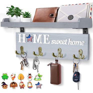 Key Holder Mail Organizer Wall Mount Key and Mail Holder Key Rack with ...